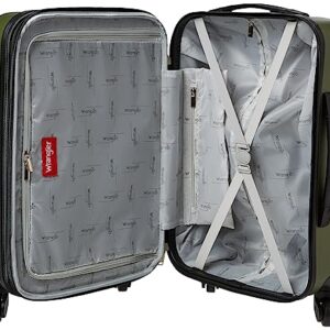 Wrangler Smart Luggage Set with Cup Holder and USB Port, Olive Green, 20-Inch Carry-On