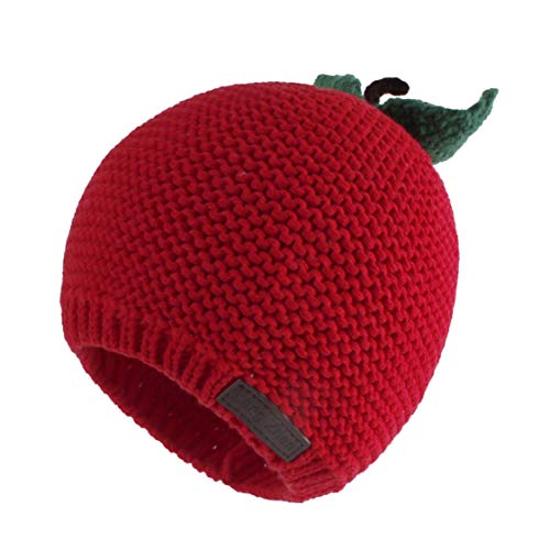 LANGZHEN Toddler Boys Girls Winter Hat Knit Beanie Hat for Fall Kids Baby Cute Warm Cap(Red-Apple,50-52CM)