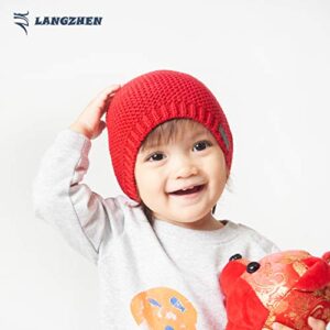 LANGZHEN Toddler Boys Girls Winter Hat Knit Beanie Hat for Fall Kids Baby Cute Warm Cap(Red-Apple,50-52CM)