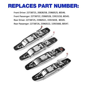 LCWRGS 4pcs Exterior Chrome Door Handle Front Rear Driver & Passenger Side Replacement for 2007-2013 Cadillac Escalade Chevy Silverado Avalanche Tahoe GMC Sierra Yukon