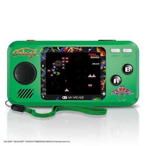 My Arcade Pocket Player Handheld Game Console: 3 Built In Games, Galaga, Galaxian, Xevious, Collectible, Full Color Display, Speaker, Volume Controls, Headphone Jack, Battery or Micro USB Powered