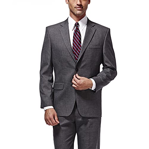 Haggar Men's Premium Stretch Classic Fit Suit Separates-Pants, Dark Heather Grey-Jacket, 50L