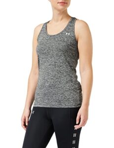 under armour women's tech twist tank top , black (001)/metallic silver , 3x