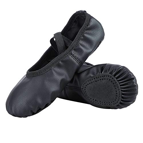 Dynadans Soft Leather Ballet Shoes/Ballet Slippers/Dance Shoes for Girls and Boys (Toddler/Little/Big Kid/Women)-Black-5M Big Kid