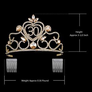 YZHSTONE Women 30th Birthday Tiaras Crown Gold Metal Rhinestone Crystal Birthday Queen Tiara Crowns 30 Birthday Crowns Tiaras Princess Girls 30th Birthday Queen Crown Tiara