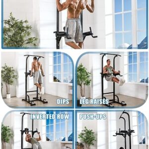 Sportsroyals Power Tower Dip Station Pull Up Bar for Home Gym Strength Training Workout Equipment, 400LBS.