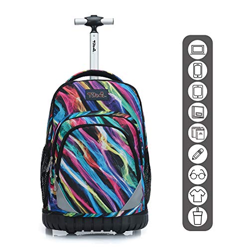 Tilami Rolling Backpack 19 inch Wheeled LAPTOP Boys Girls Travel School Student Trip, colours