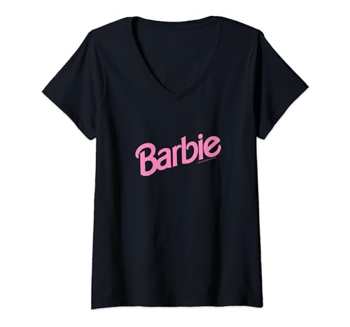 Barbie Pink Logo V-Neck T-Shirt