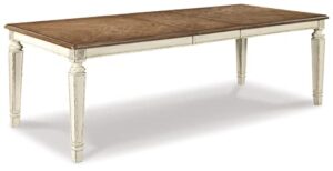 signature design by ashley realyn french country dining extension table, seats up to 8, chipped white