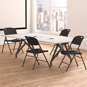 Amazon Basics Folding Plastic Chair, 350-Pound Capacity, Black, 4-Pack