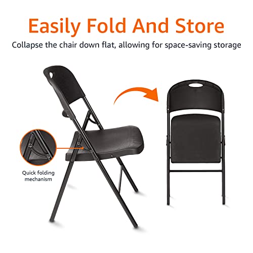 Amazon Basics Folding Plastic Chair, 350-Pound Capacity, Black, 4-Pack