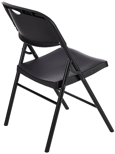 Amazon Basics Folding Plastic Chair, 350-Pound Capacity, Black, 4-Pack