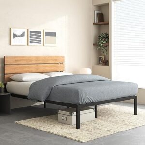 ZINUS Paul Metal and Bamboo Platform Bed Frame, Wood Slat Support, No Box Spring Needed, Easy Assembly, Queen