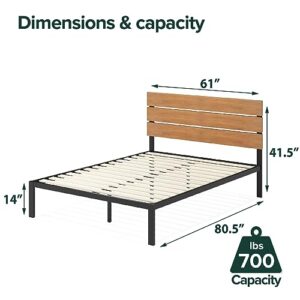 ZINUS Paul Metal and Bamboo Platform Bed Frame, Wood Slat Support, No Box Spring Needed, Easy Assembly, Queen