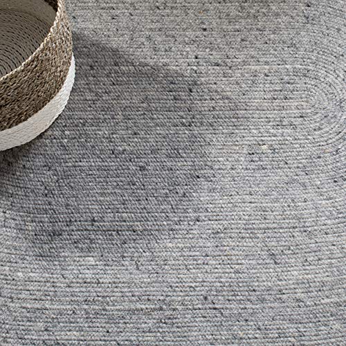 SAFAVIEH Braided Collection 4' x 6' Oval Grey BRD901F Handmade Country Cottage Reversible Wool Entryway Foyer Living Room Bedroom Kitchen Area Rug