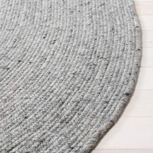 SAFAVIEH Braided Collection 4' x 6' Oval Grey BRD901F Handmade Country Cottage Reversible Wool Entryway Foyer Living Room Bedroom Kitchen Area Rug