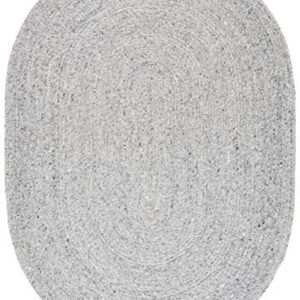 SAFAVIEH Braided Collection 4' x 6' Oval Grey BRD901F Handmade Country Cottage Reversible Wool Entryway Foyer Living Room Bedroom Kitchen Area Rug