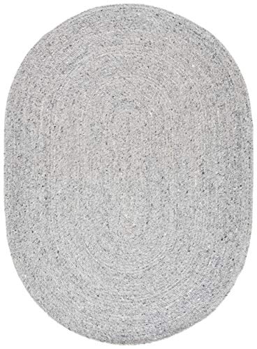 SAFAVIEH Braided Collection 4' x 6' Oval Grey BRD901F Handmade Country Cottage Reversible Wool Entryway Foyer Living Room Bedroom Kitchen Area Rug