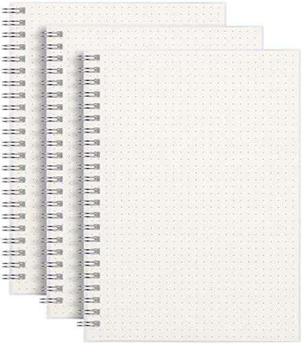 AHGXG Dotted Journals Spiral Notebook 3 Pack, A5 Bullet Dot Grid Journal with 100 GSM Thick Dotted Paper, Transparent Hardcover, 80 Sheets, for Bullet Journaling, Artist Writing Drawing, 5.7" x 8.3"