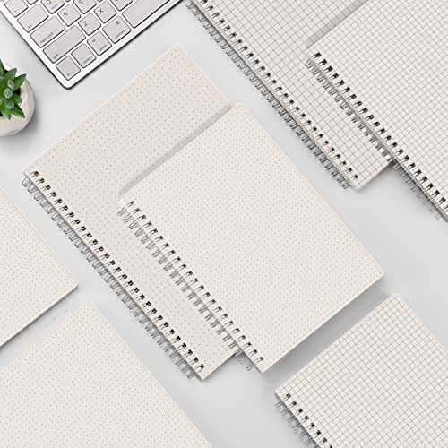 AHGXG Dotted Journals Spiral Notebook 3 Pack, A5 Bullet Dot Grid Journal with 100 GSM Thick Dotted Paper, Transparent Hardcover, 80 Sheets, for Bullet Journaling, Artist Writing Drawing, 5.7" x 8.3"