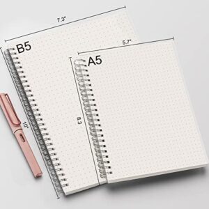 AHGXG Dotted Journals Spiral Notebook 3 Pack, A5 Bullet Dot Grid Journal with 100 GSM Thick Dotted Paper, Transparent Hardcover, 80 Sheets, for Bullet Journaling, Artist Writing Drawing, 5.7" x 8.3"