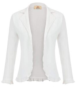 womens casual work blazer open front cardigan jacket business suit white m