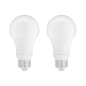 amazon basics - a19 led light bulb, daylight white, 15w (equivalent to 100w), non-dimmable, 10,000 hour lifetime, 2-pack