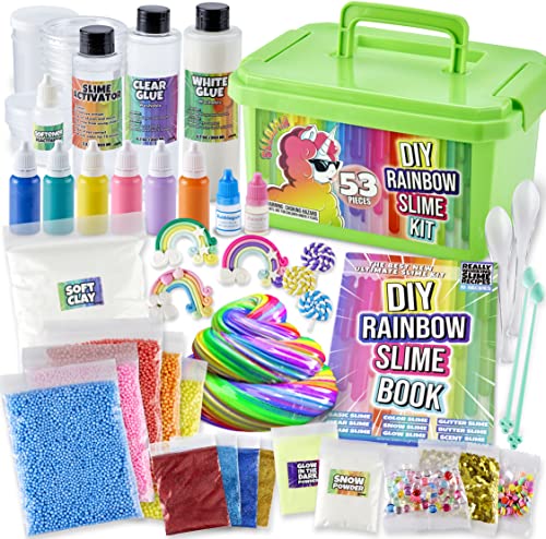 Laevo Unicorn Slime Kit - DIY Slime Kits - Supplies Makes Butter Slime, Cloud Slime, Clear Slime & More Sets - Toys for 5+ Years Old (Rainbow Slime Kit)