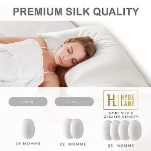 Hyde Lane 25 Momme 100% Pure Mulberry Silk Pillowcase for Hair and Skin with Hidden Zipper, Both Side Grade 6A Silk, Luxury Smooth and Soft,Real Silk Pillow Case, 1pc Standard 20''x26'',White