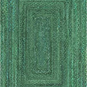 Unique Loom Braided Chindi Collection Area Rug - Layer (4' 1" x 6' 1" Rectangle, Green/ Hunter Green)