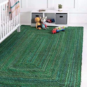 Unique Loom Braided Chindi Collection Area Rug - Layer (4' 1" x 6' 1" Rectangle, Green/ Hunter Green)