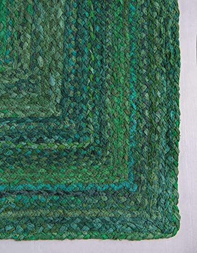 Unique Loom Braided Chindi Collection Area Rug - Layer (4' 1" x 6' 1" Rectangle, Green/ Hunter Green)