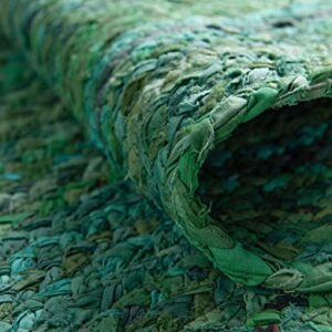 Unique Loom Braided Chindi Collection Area Rug - Layer (4' 1" x 6' 1" Rectangle, Green/ Hunter Green)