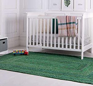 Unique Loom Braided Chindi Collection Area Rug - Layer (4' 1" x 6' 1" Rectangle, Green/ Hunter Green)