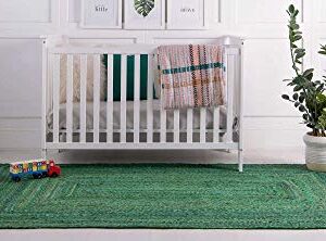 Unique Loom Braided Chindi Collection Area Rug - Layer (4' 1" x 6' 1" Rectangle, Green/ Hunter Green)