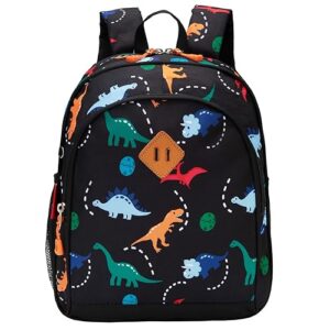 jinberyl toddler backpack boys, 15 inch kids backpack for preschool or kindergarten, dinosaur black