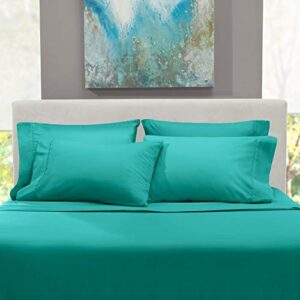 Hearth & Harbor Bed Sheets, Luxury Soft 6 Piece Bed Sheet Set Extra Deep Pocket Fitted Sheets Fits Mattress up to 21", Double Brushed Bedding Sheets & Pillowcases, Queen Size, Teal