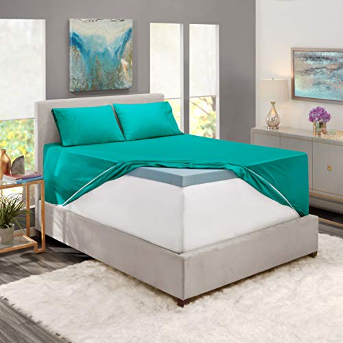 Hearth & Harbor Bed Sheets, Luxury Soft 6 Piece Bed Sheet Set Extra Deep Pocket Fitted Sheets Fits Mattress up to 21", Double Brushed Bedding Sheets & Pillowcases, Queen Size, Teal