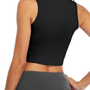 Sanutch Cropped Workout Tops for Women Cute Sleeveless Yoga Tops Running Gym Workout Shirts Black S