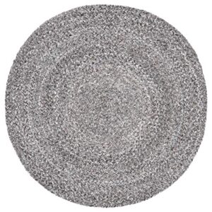 SAFAVIEH Braided Collection 4' Round Grey/Charcoal BRD800F Handmade Country Cottage Reversible Area Rug