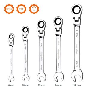 Amazon Basics Flexible Ratcheting Wrench Set - Metric, 5-Piece