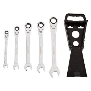 Amazon Basics Flexible Ratcheting Wrench Set - Metric, 5-Piece