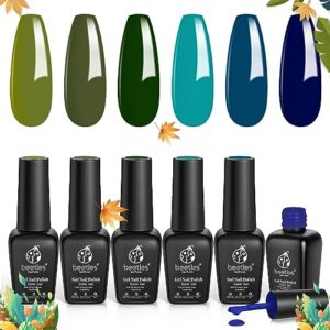 beetles green gel nail polish kit - olive green avocado gel polish set gel nail kit navy blue dark blue turquoise soak off nail uv lamp nail gel kit nail art gifts box