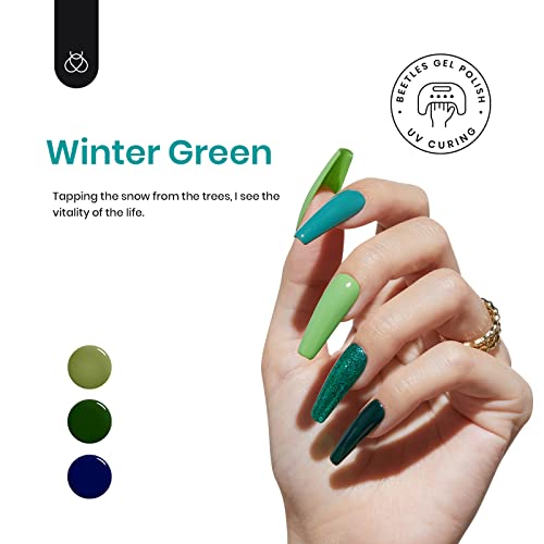 Beetles Green Gel Nail Polish Kit - Olive Green Avocado Gel Polish Set Gel Nail Kit Navy Blue Dark Blue Turquoise Soak Off Nail UV Lamp Nail Gel Kit Nail Art Gifts Box