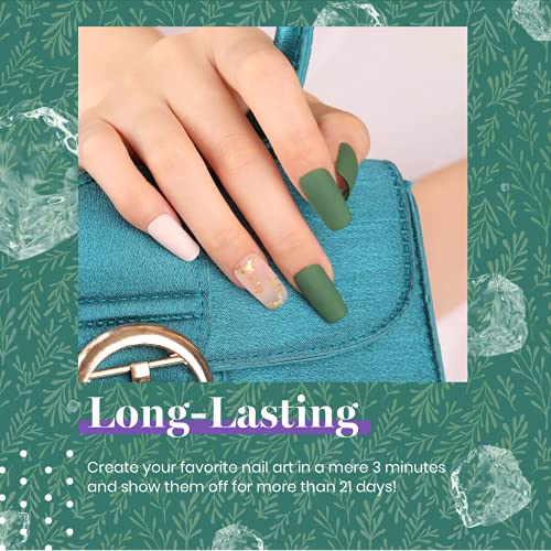 Beetles Green Gel Nail Polish Kit - Olive Green Avocado Gel Polish Set Gel Nail Kit Navy Blue Dark Blue Turquoise Soak Off Nail UV Lamp Nail Gel Kit Nail Art Gifts Box