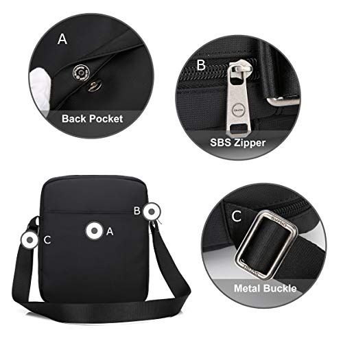 OIWAS Small Messenger Bag for Men Purse Man Crossbody Shoulder Bags Work Travel Business Wallet Lightweight Casual Sling Black