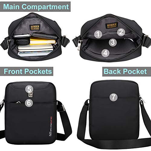 OIWAS Small Messenger Bag for Men Purse Man Crossbody Shoulder Bags Work Travel Business Wallet Lightweight Casual Sling Black