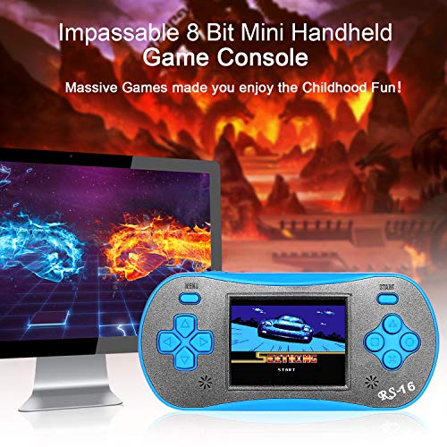 Handheld Game Player for Kids Adults- FAMILY POCKET RS16 Portable Classic Game Controller Built-in 260 Game 2.5 inch LCD Retro Arcade Video Game System Children's Birthday Gift (RS-16 Blue1)