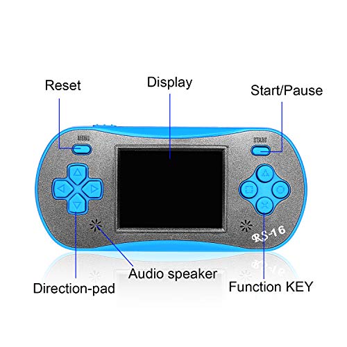 Handheld Game Player for Kids Adults- FAMILY POCKET RS16 Portable Classic Game Controller Built-in 260 Game 2.5 inch LCD Retro Arcade Video Game System Children's Birthday Gift (RS-16 Blue1)