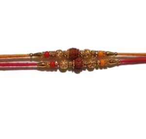 Rakhi for Brother Rakhi Set of 2 SINGLE RUDRAKSH WITH RINGS AND GOLDEN BEED Thread Bracelet for Bhai Bhaiya- Indian Rakhi Raksha Bandhan Festival gift for your loving Brother/Sibling , Family Member